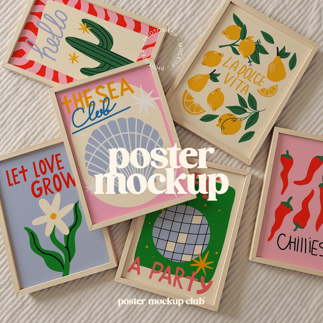 Multiple Poster Mockup, Artwork Frame Mockup, Picture Frame Mockup ...