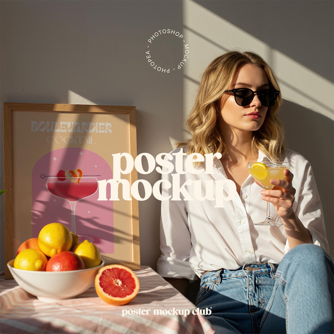 Poster Mockup With Person, Picture Frame Mockup, Cocktail Mockup, Funky ...