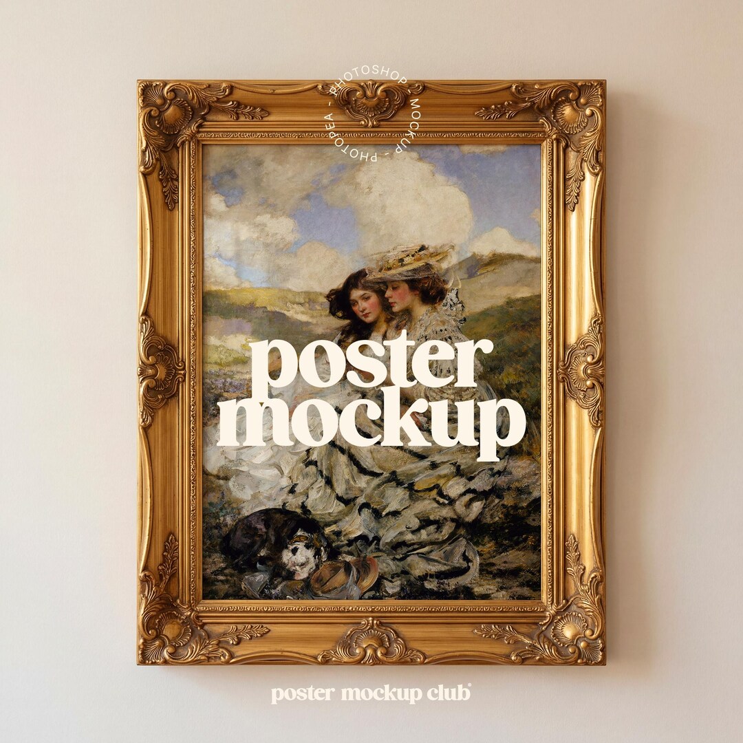 Vintage Gold Frame Poster Mockup for Wall Art (PSD, JPG) - Etsy UK