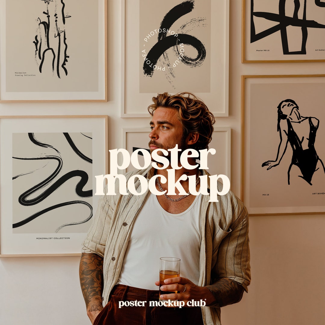 Poster Mockup With Person, Artwork Frame Mockup, Multiple Photo Frames ...