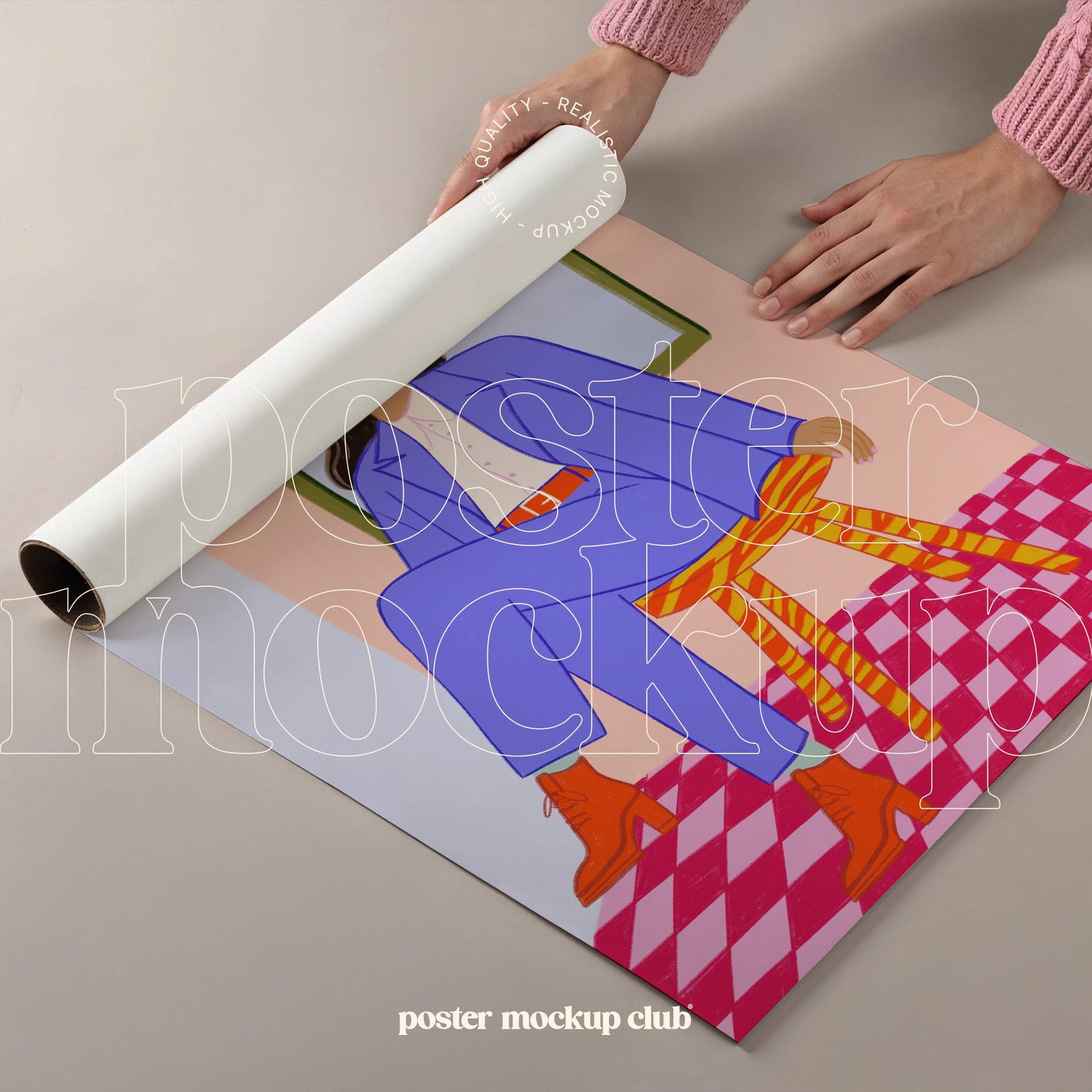 Rolled Poster Mockup, Flat Lay Poster Mockup, A4 Paper Mockup, Poster ...