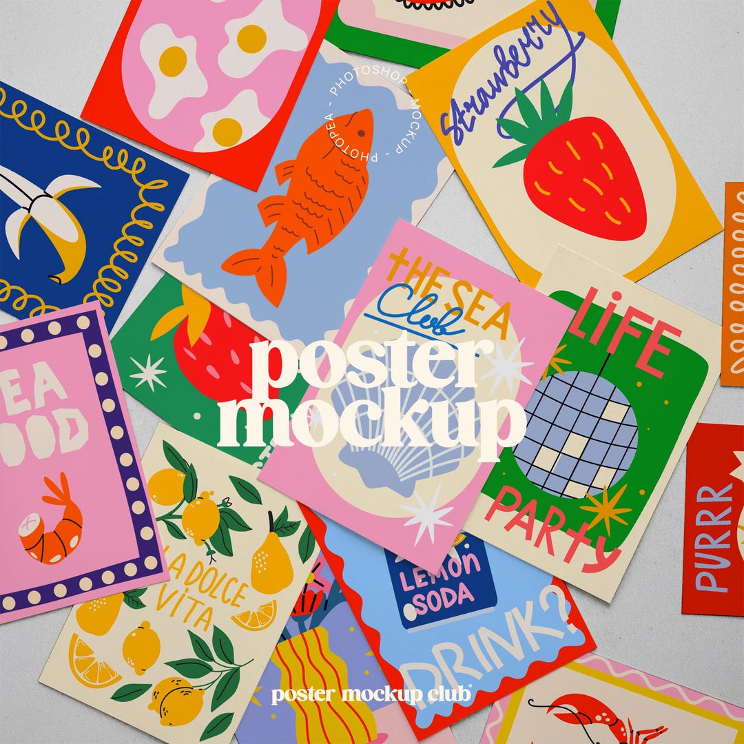 Multiple Poster Mockup, Picture Frame Mockup, Postcard Mockup, Multi ...