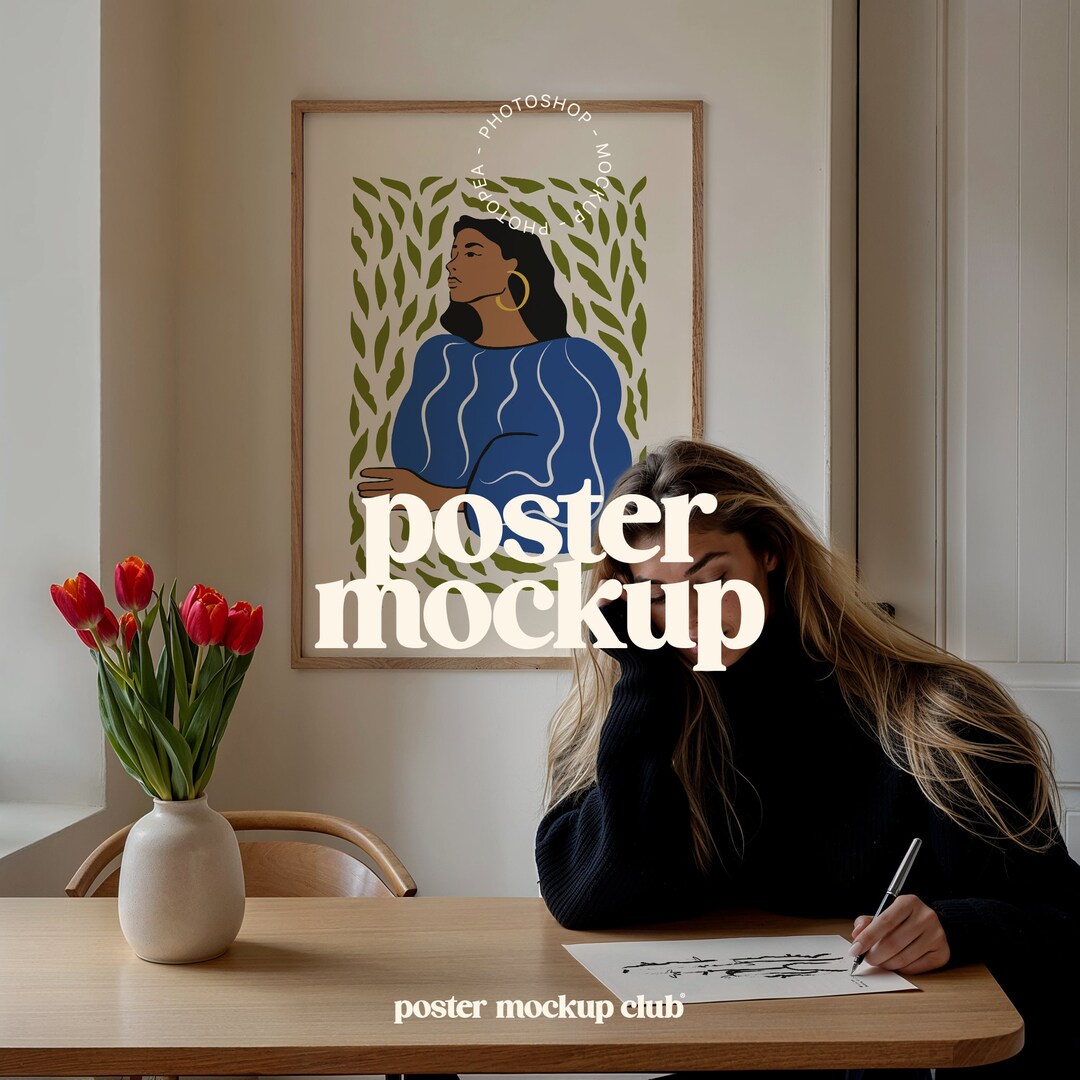 Poster Mockup With Person, Artwork Frame Mockup, Frame Mockup With ...