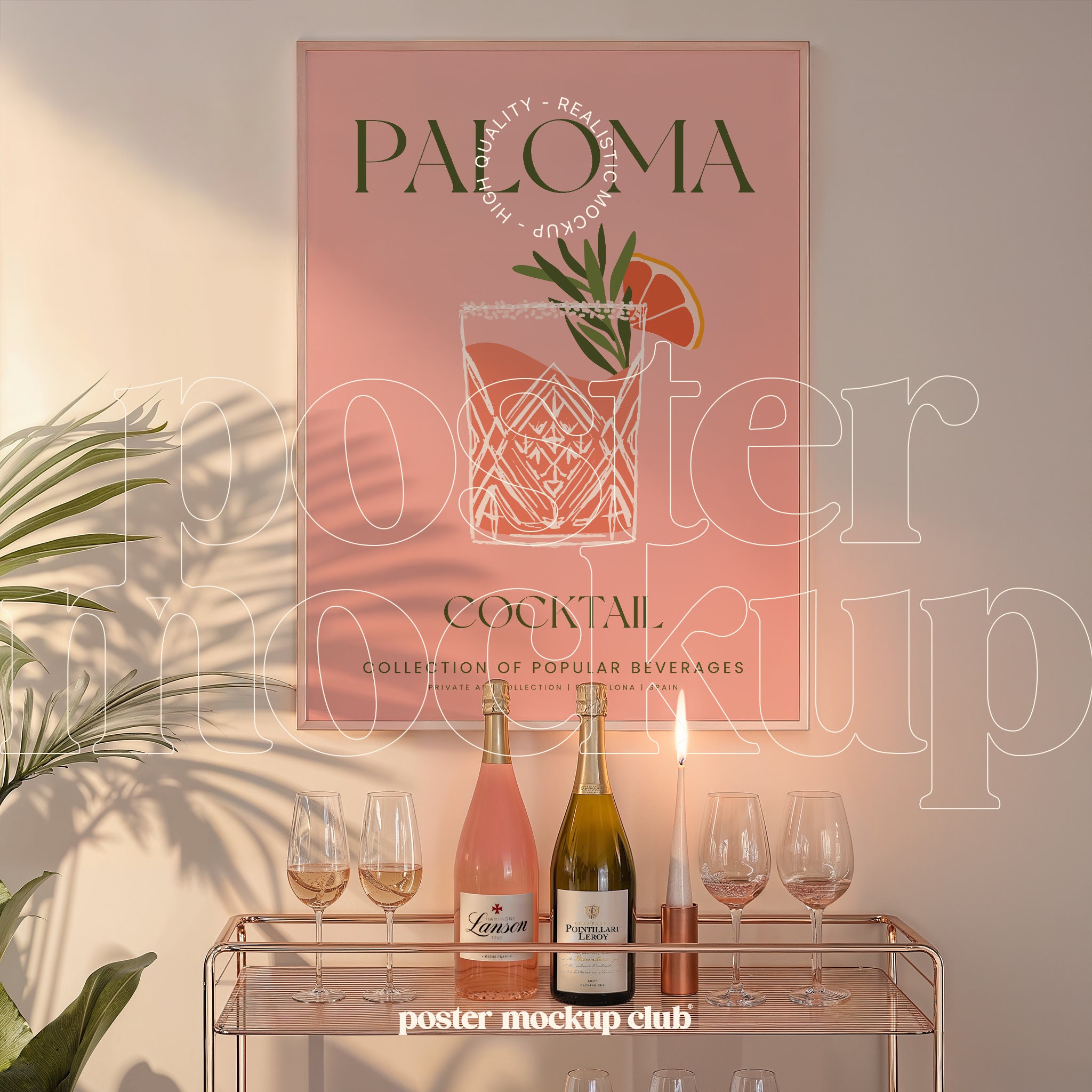 Artwork Frame Mockup, Poster Mockup PSD, Picture Frame Mockup, Cocktail ...
