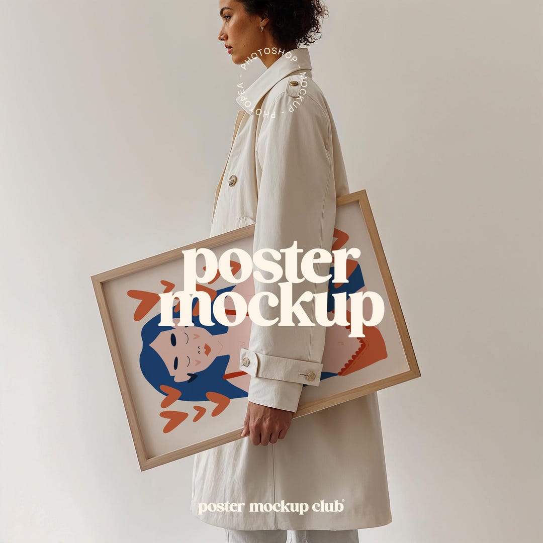 Poster Mockup With Person, Artwork Frame Mockup, Mockup for Poster ...
