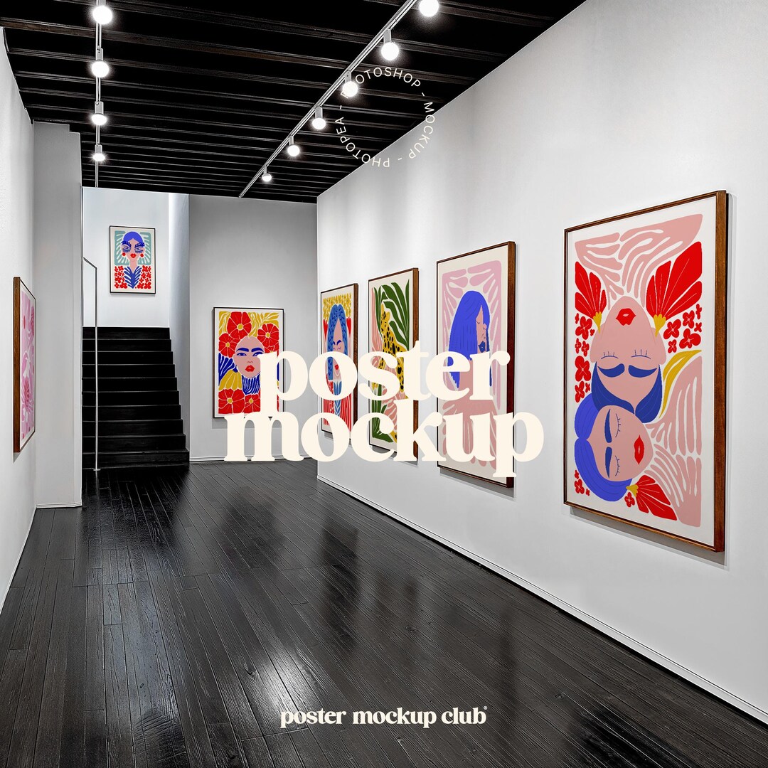 Exhibition Poster Mockup, Multiple Frame Mockup, Gallery Wall Art Set ...