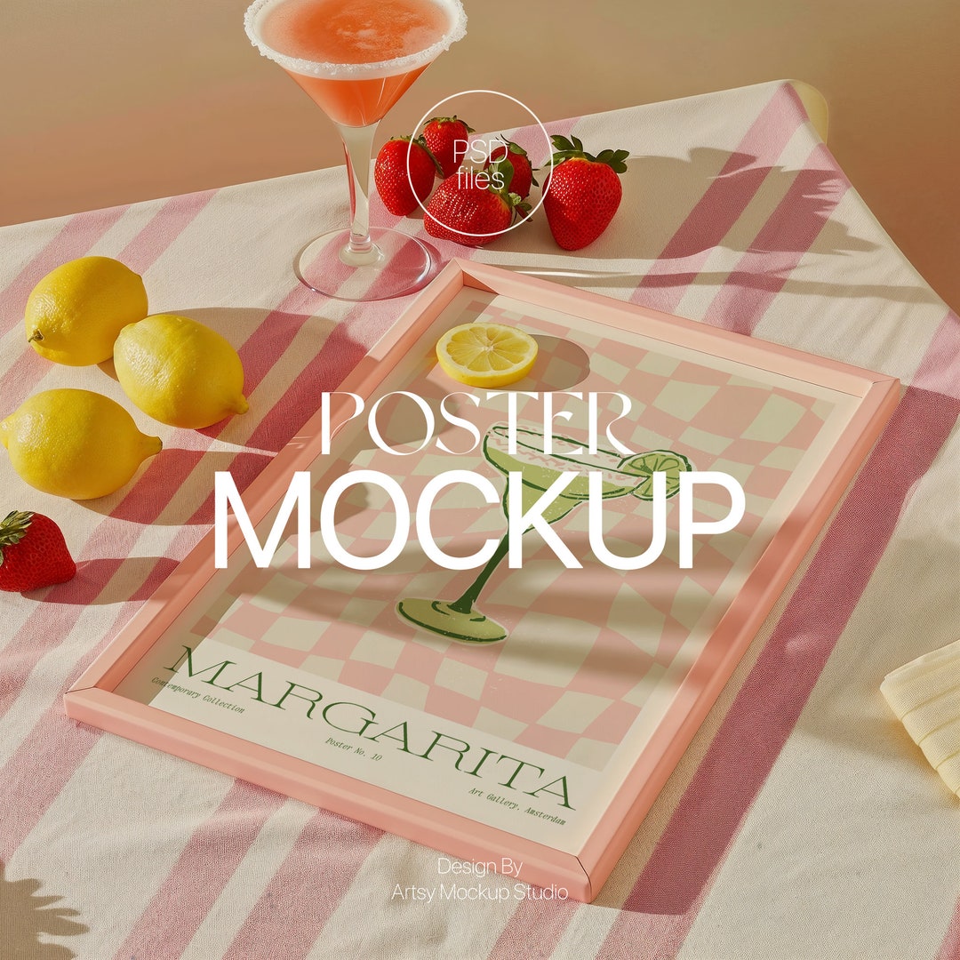 Cocktail Poster Mockup, Preppy Picture Frame, Photo Frame Mockup ...