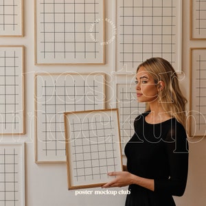 Poster Mockup With Person, Artwork Frame Mockup, Multiple Photo Frames, Woman Holding Frame ...