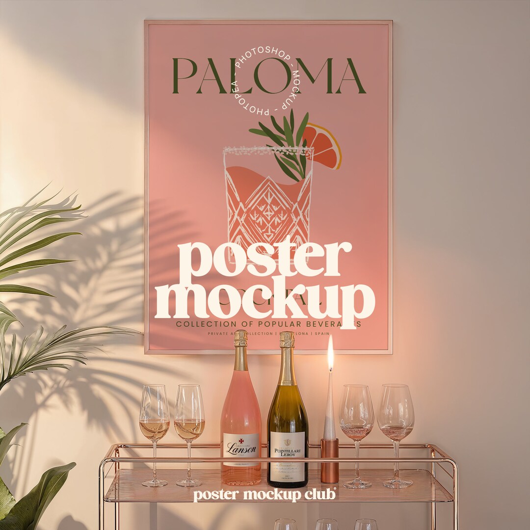 Artwork Frame Mockup, Poster Mockup PSD, Picture Frame Mockup, Cocktail ...
