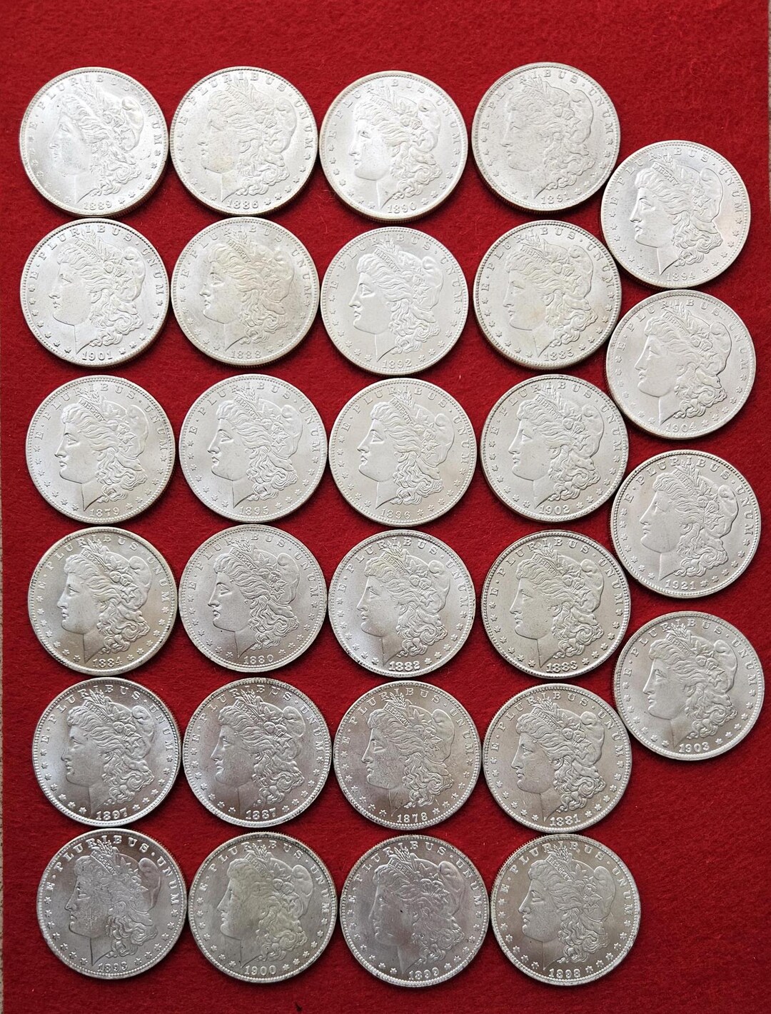 American Full Set Silver Plated Reproductions Copy Coins (1878-1921)S ...