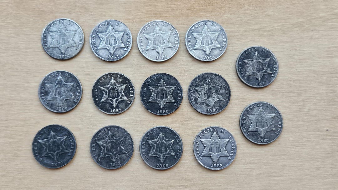 Us Copy Coins Lot 14 Coins 3 Cent 1859-1872 Coins Collection Rare Usa ...