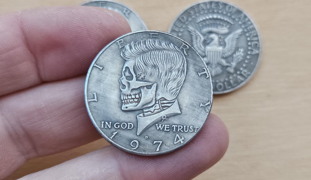 Rare 1974 US Half Dollar Coin With a Skull and Face, John F. Kennedy ...