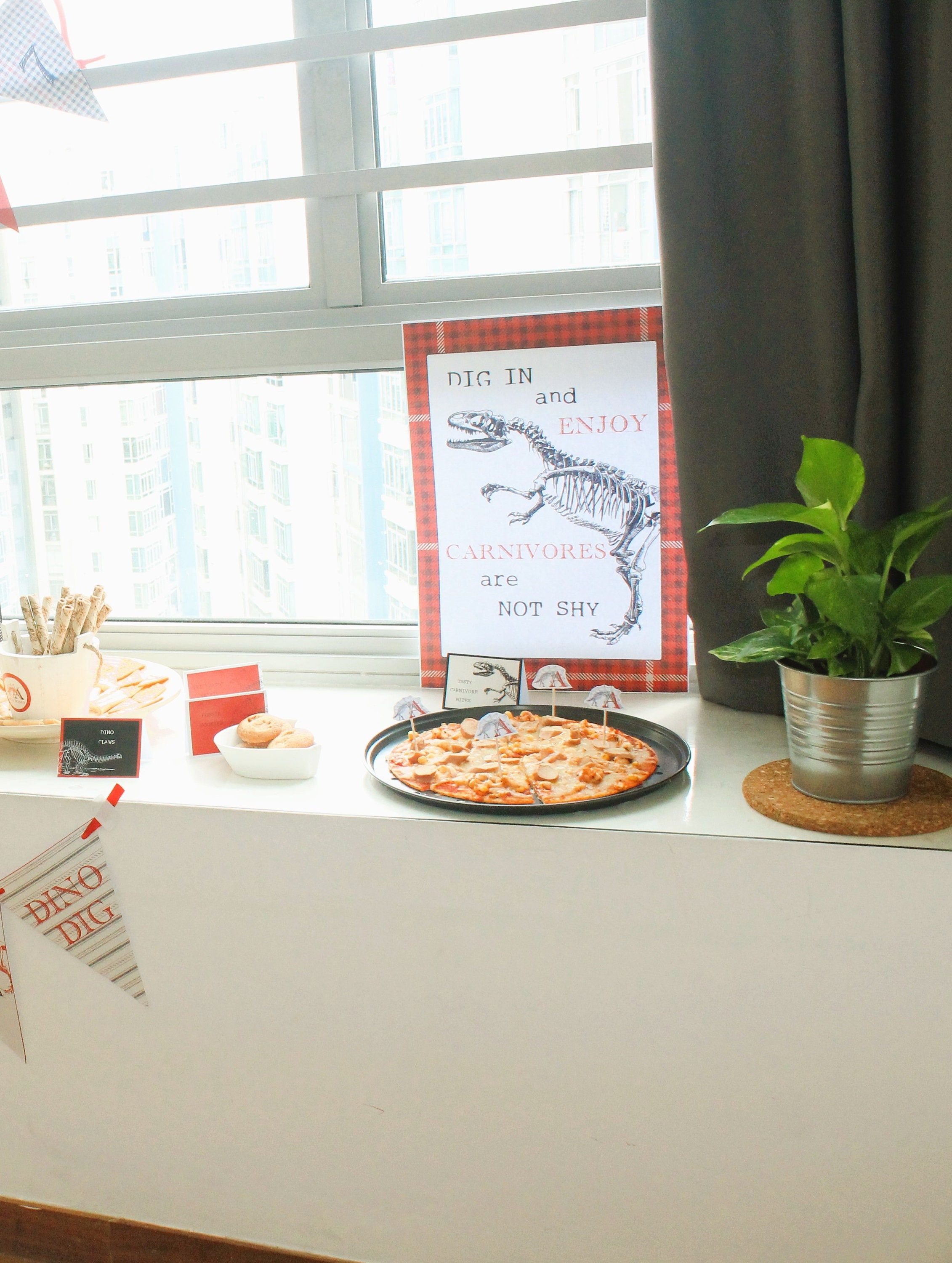 Dinosaur Birthday Party Theme Poster Dino-dig Posters Food Posters ...