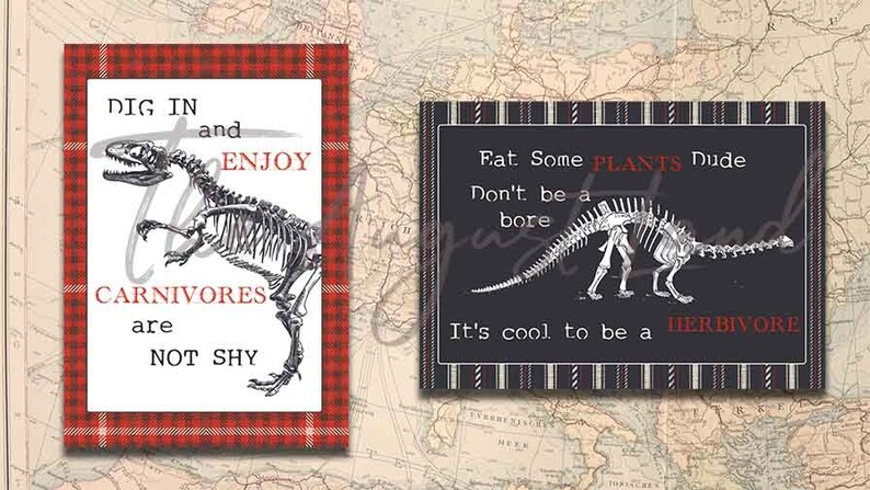 Dinosaur Birthday Party Theme Poster Dino-dig Posters Food Posters ...