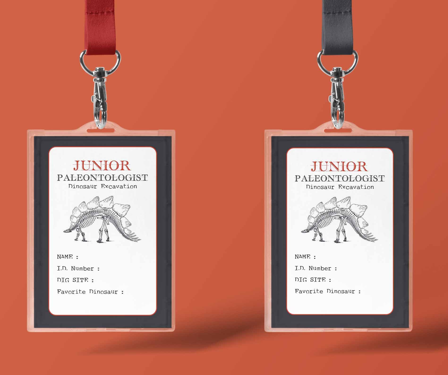 Dinosaur Dig Party Name ID CARD Dinosaur Birthday Dino Skeleton and ...