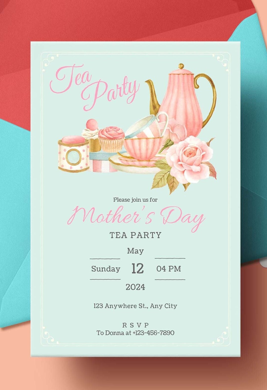 Mother's Day Tea Party Invitation Mother's Day Brunch Invite Mommy and ...