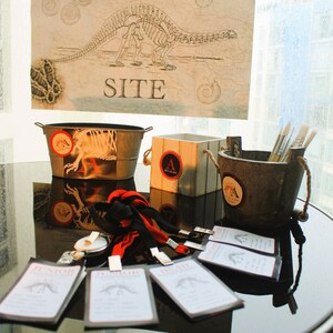 Dinosaur Dig Party Name ID CARD Dinosaur Birthday Dino Skeleton and ...