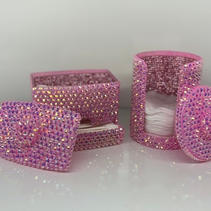Bedazzled Cotton Swab and Cotton Pad Holder Set - Etsy
