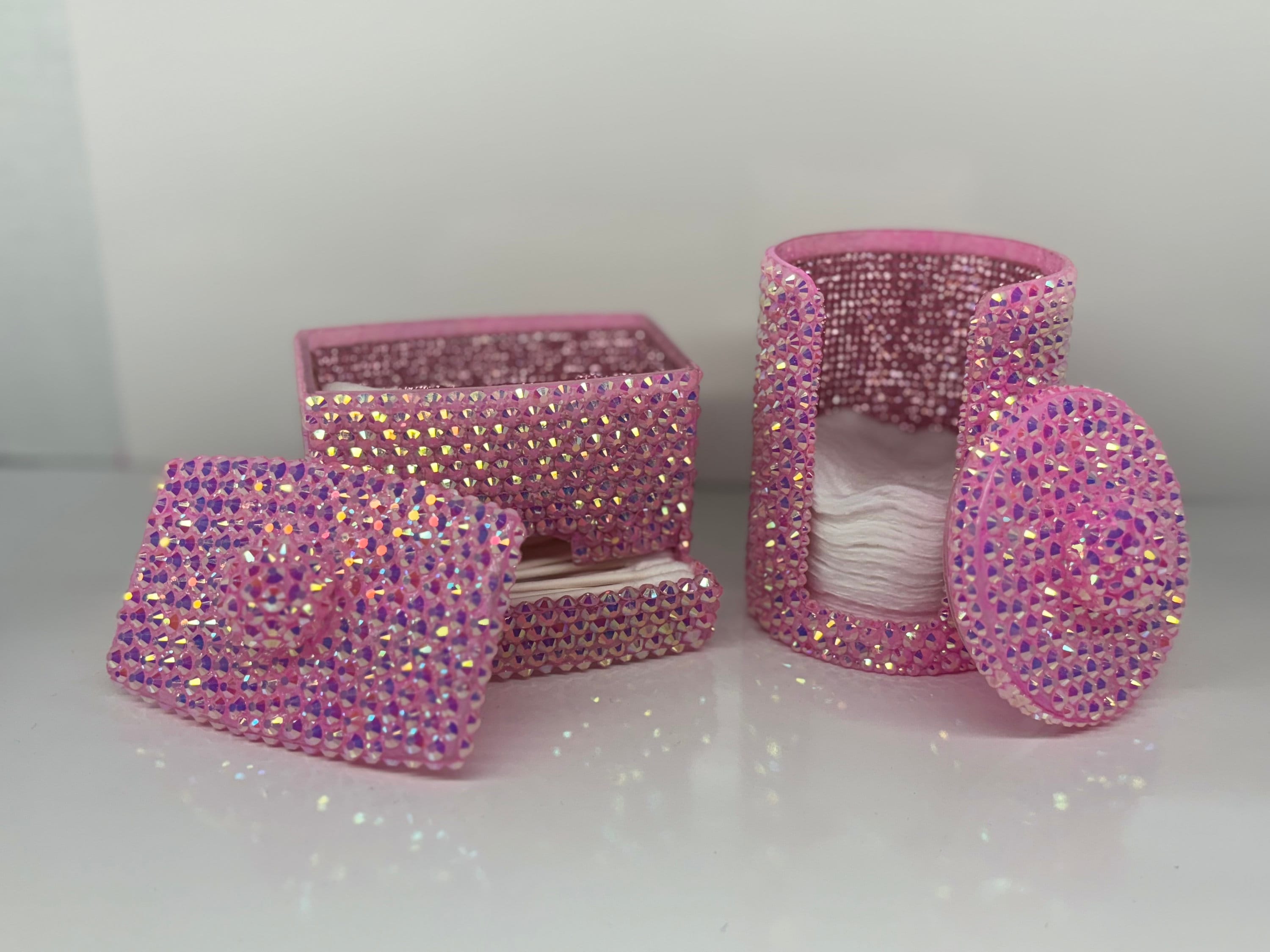 Bedazzled Cotton Swab and Cotton Pad Holder Set - Etsy