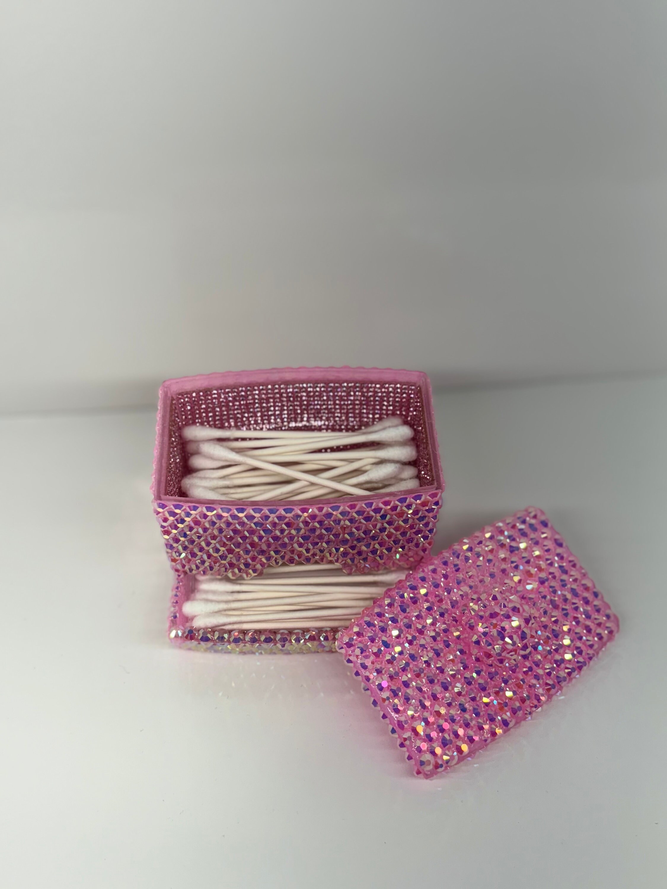 Bedazzled Cotton Swab and Cotton Pad Holder Set - Etsy