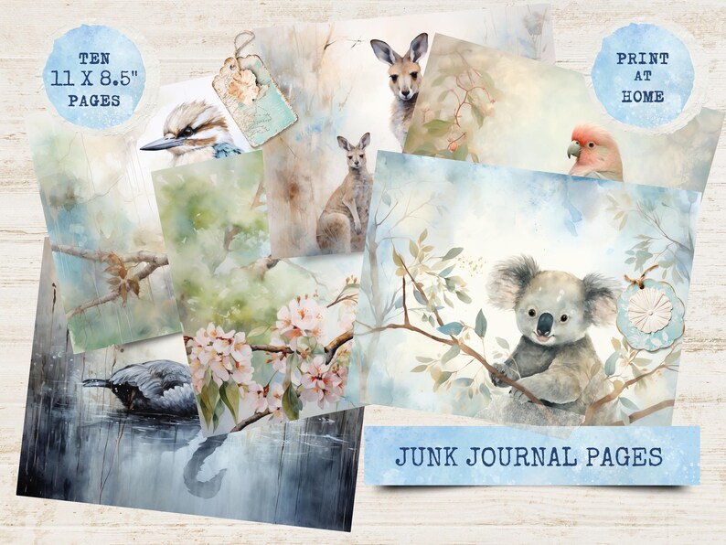 Australia Junk Journal, Oz Animals Scrapbook Papers, Koala Rustic ...