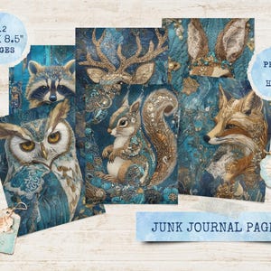 Woodland Animals Junk Journal Kit, Fox Digital Paper, Squirrel ...