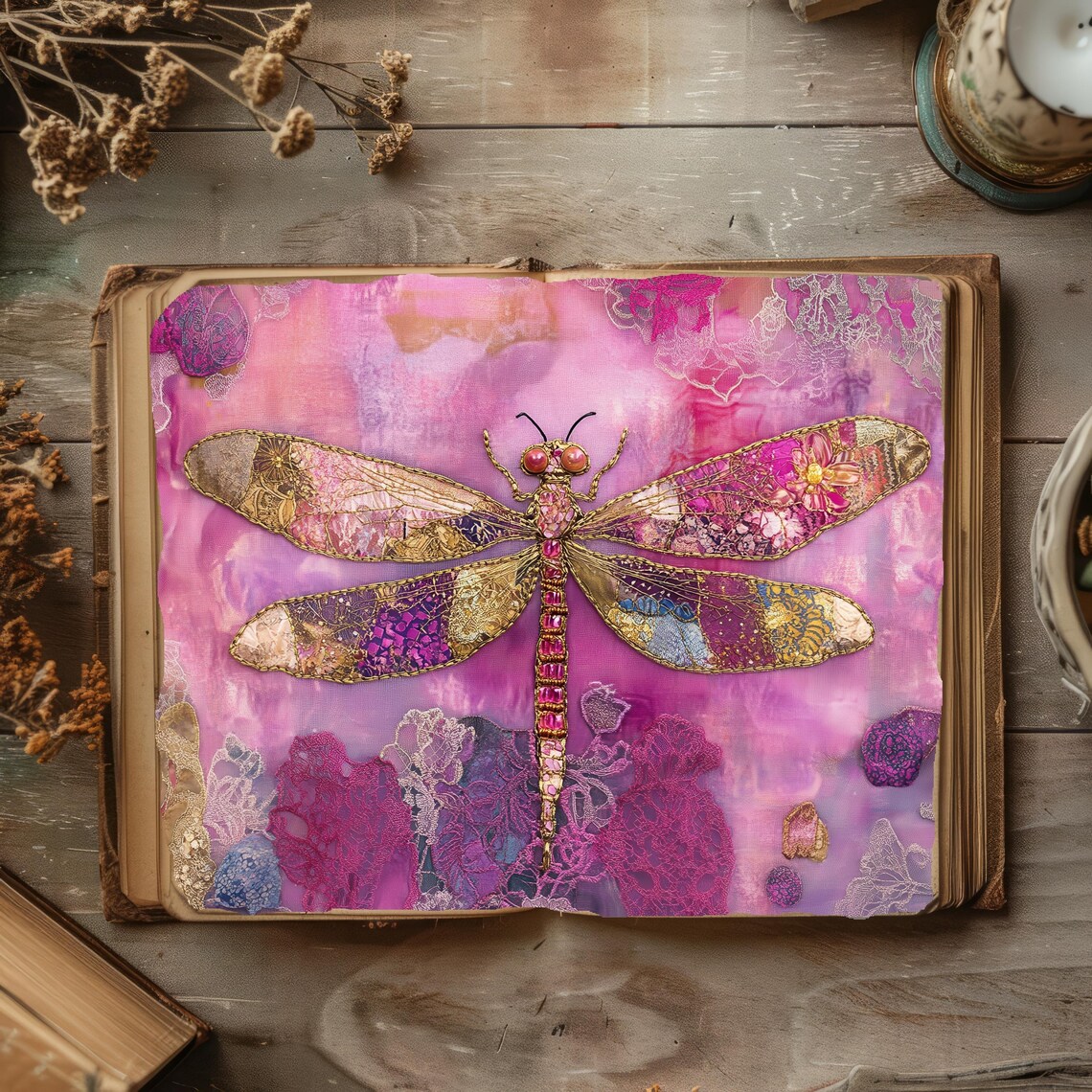 Dragonfly Junk Journal Printables, Digital Papers, Embellished ...