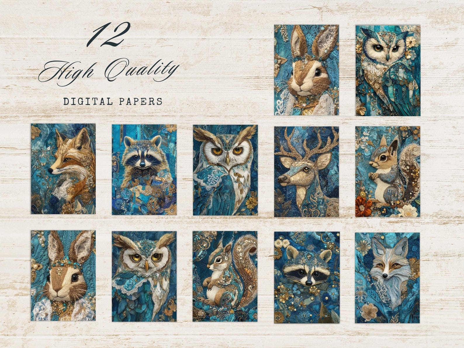 Woodland Animals Junk Journal Kit, Fox Digital Paper, Squirrel ...
