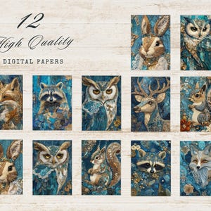 Woodland Animals Junk Journal Kit, Fox Digital Paper, Squirrel ...