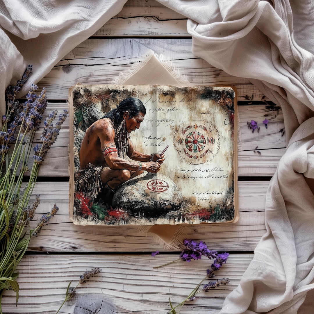 Native American Junk Journal, Vintage Scrapbook, USA Paper Craft, Wolf ...
