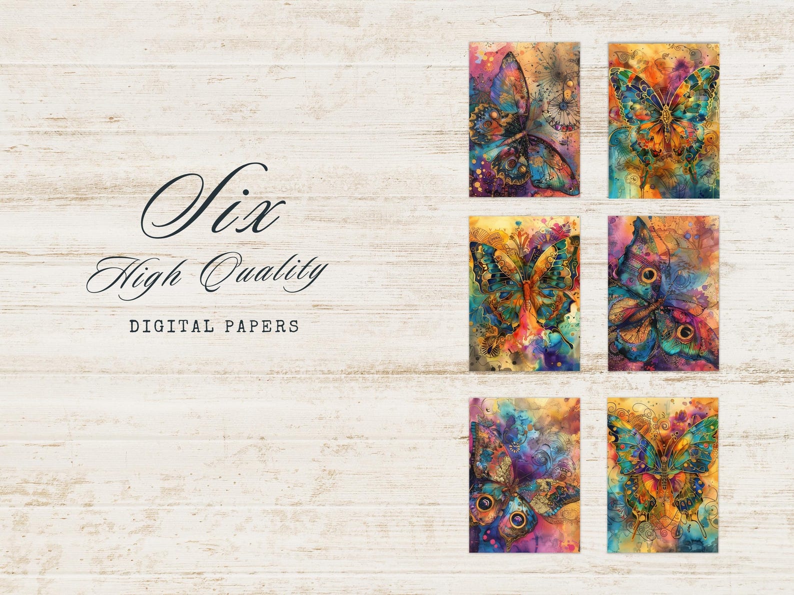 Colorful Junk Journal Kit, Butterfly Scrapbook Papers, Rustic Journal ...