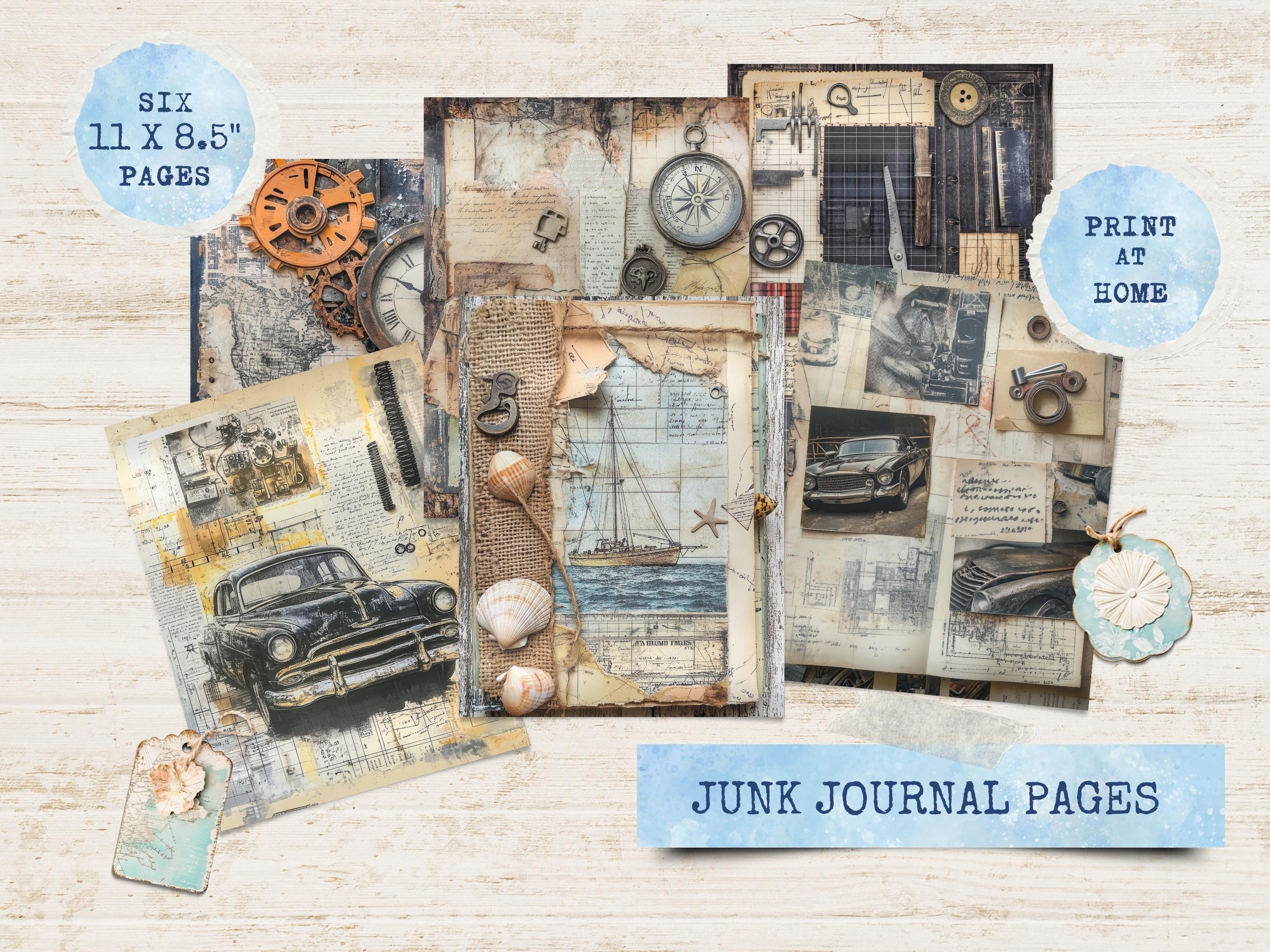 Masculine Digital Junk Journal Paper, Vintage Printable Scrapbook, Guys ...