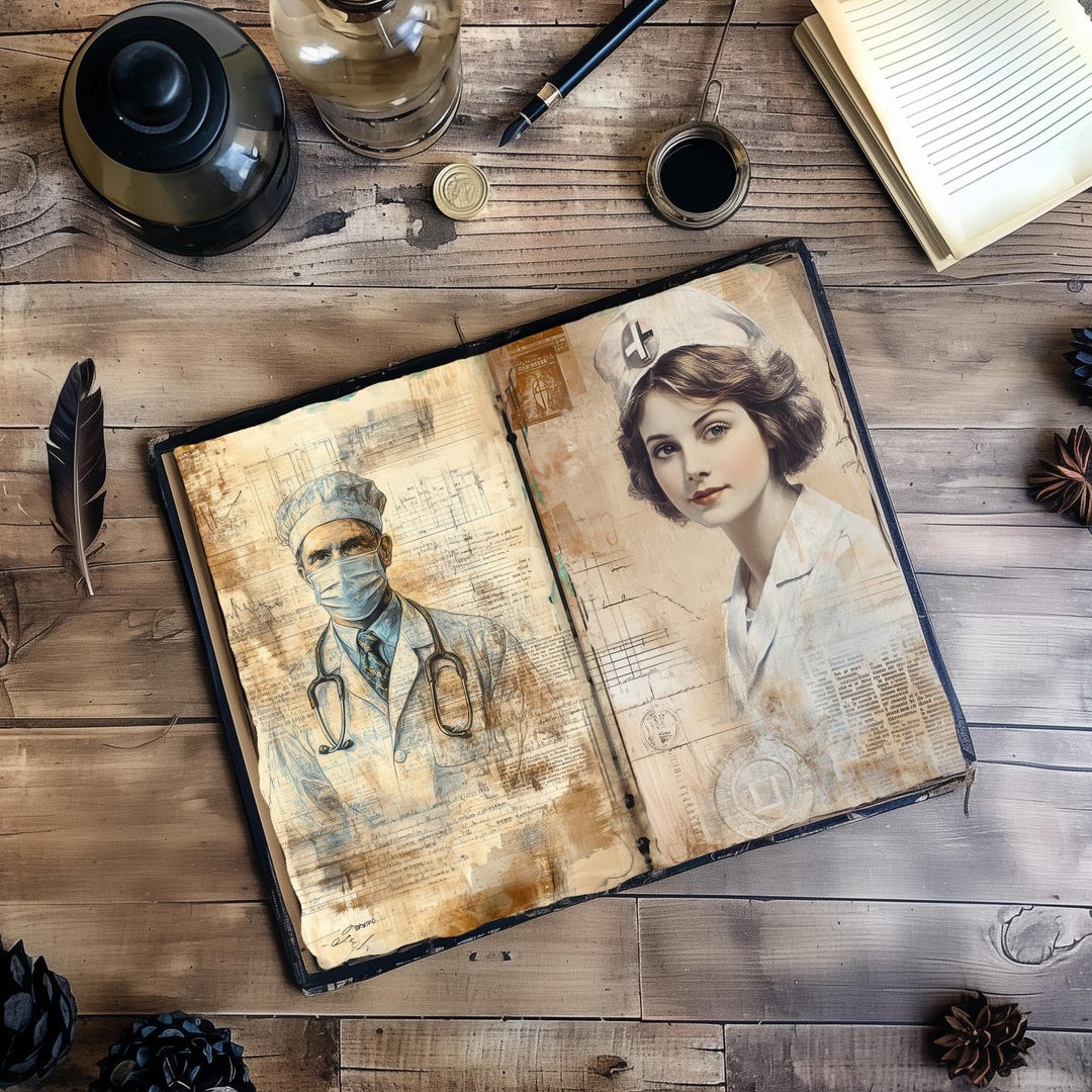Nurse Junk Journal Pages, Vintage Scrapbook Paper, Doctor Rustic ...