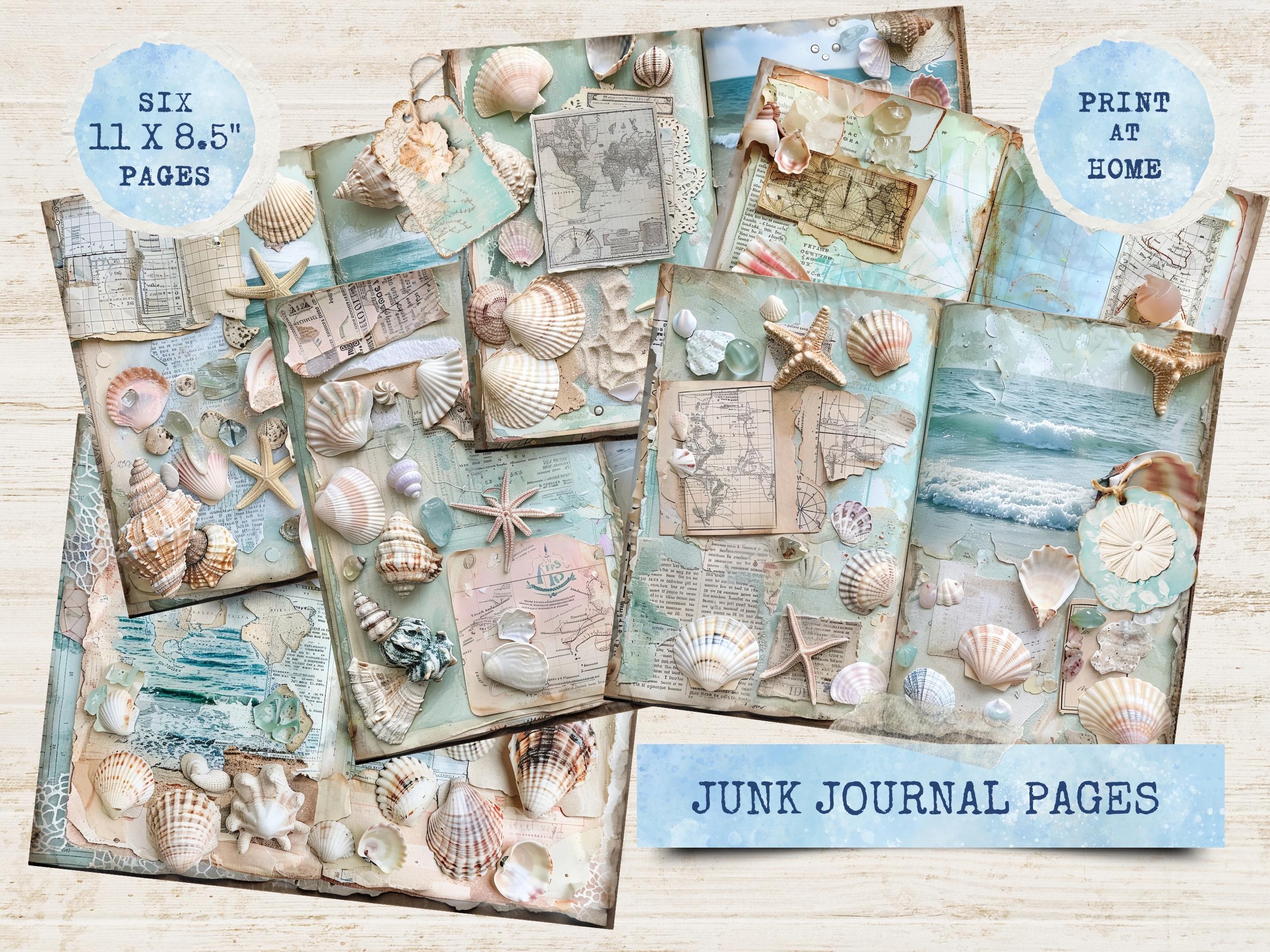 Junk Journal Kit Shell, Vintage Scrapbook Papers, Ocean Journal ...