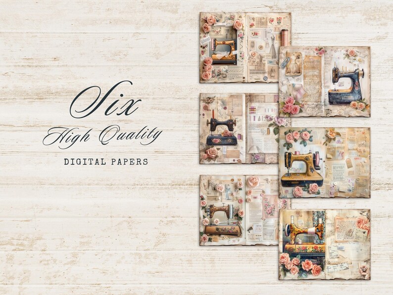 Sewing Theme Printable Junk Journal, Vintage Digital Scrapbook Paper ...