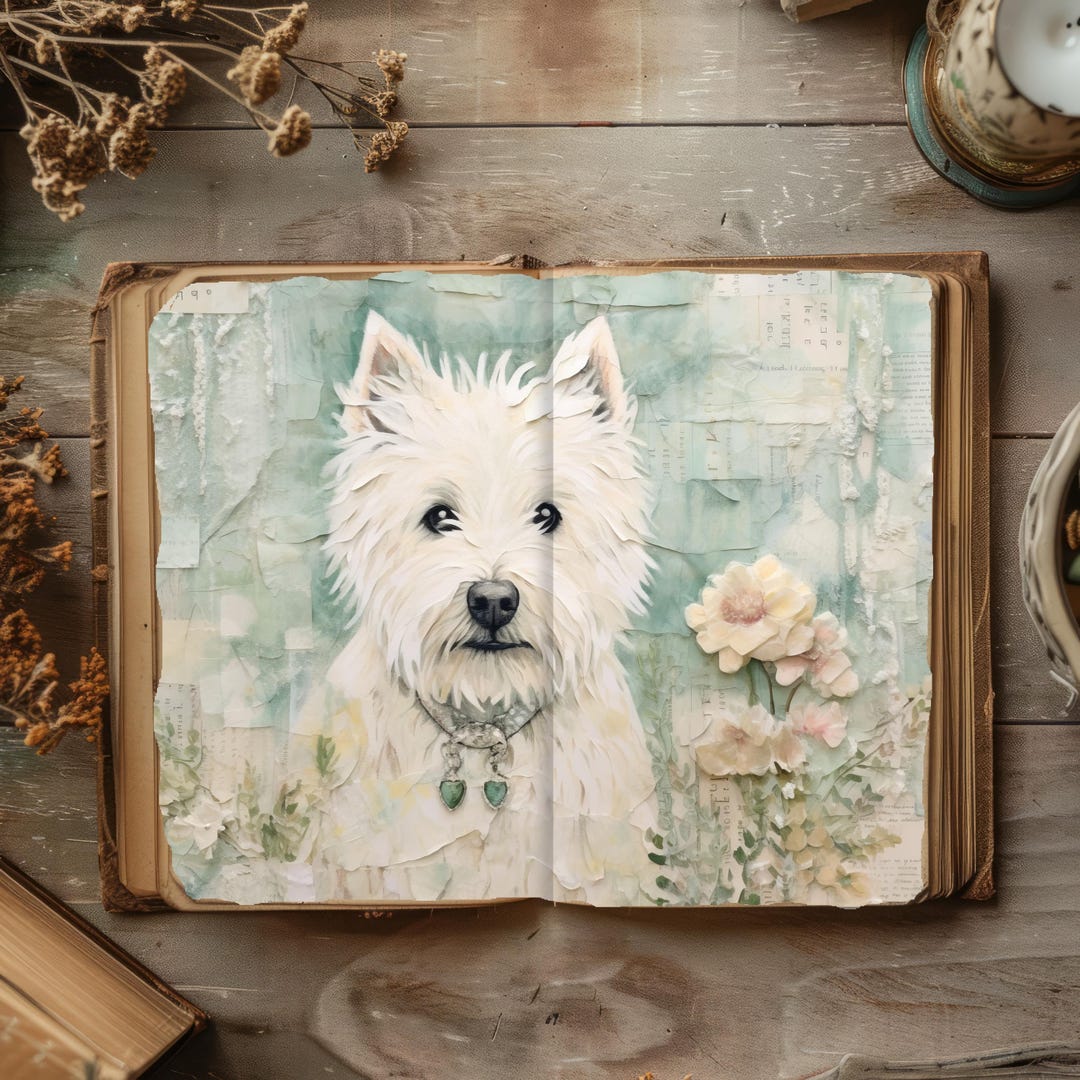 Dog Junk Journal Kit, Vintage Scrapbook Papers, Rustic Journal, Paper ...