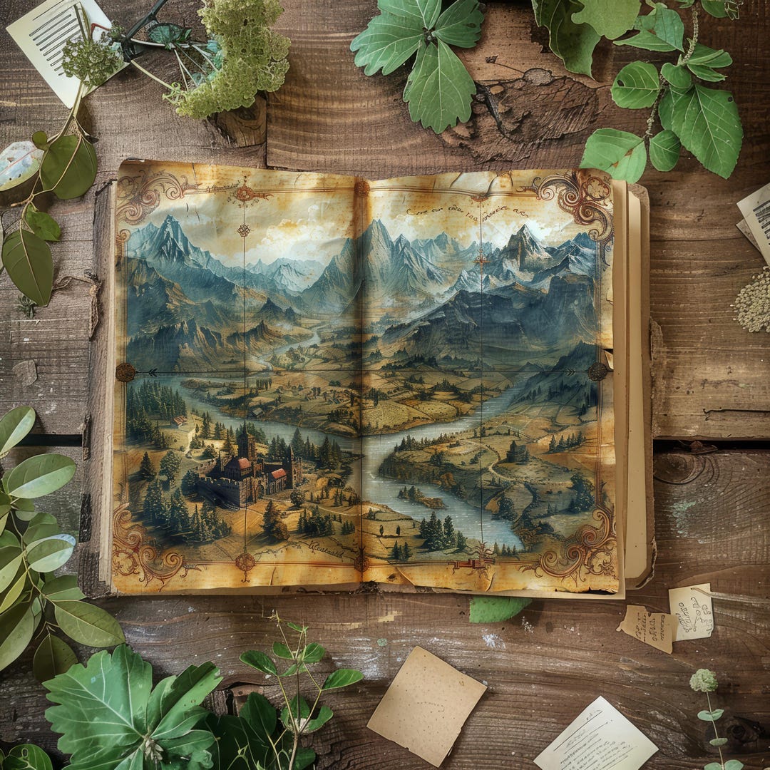 Junk Journal Map, Vintage Scrapbook Paper, Ancient Rustic Journal ...
