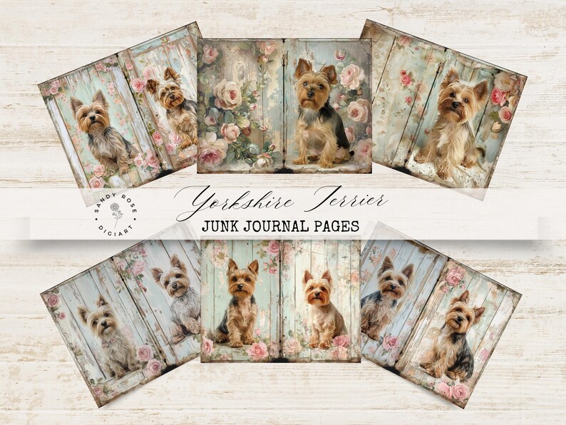 Junk Journal Printables Dogs, Yorkshire Terrier Scrapbook, Dog ...