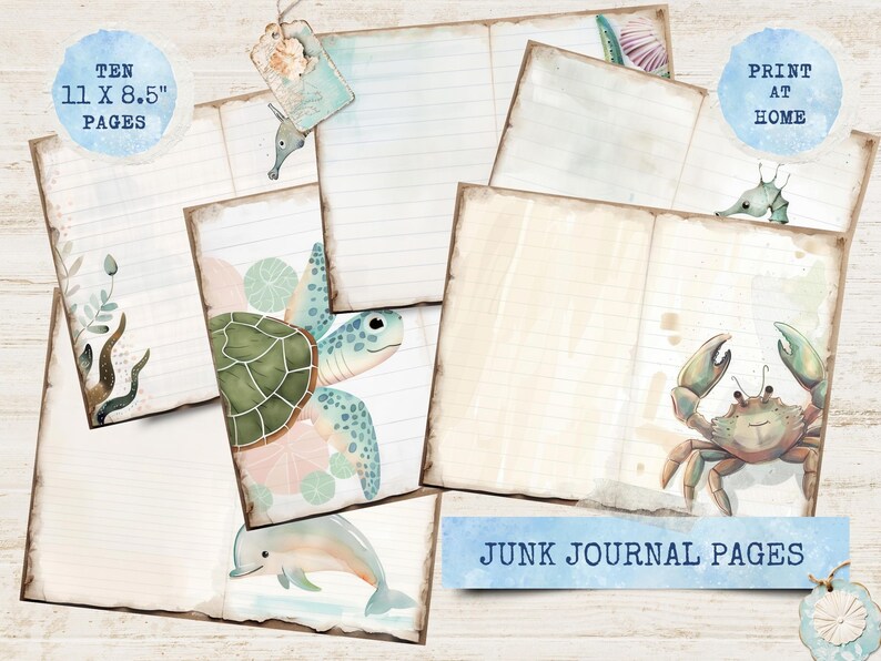 Sea Life for Junk Journals, Whimsical Sea Creatures, Starfish Digital ...