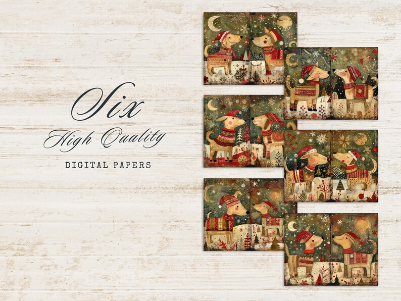 Pet Christmas Junk Journal, Santa Dog Digital Papers, Yule Scrapbook ...