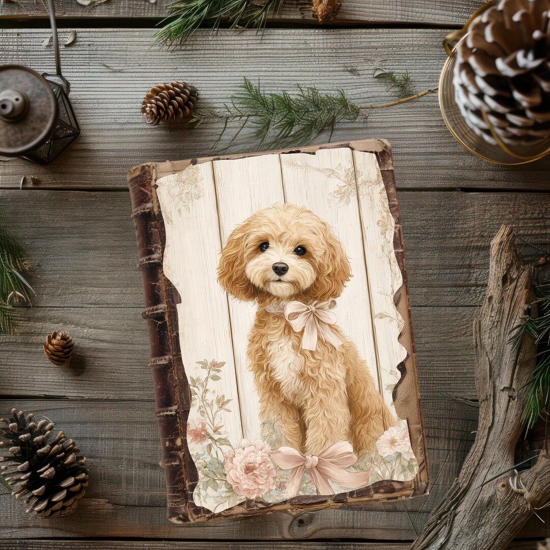 Dog Junk Journal Printable, Cavapoo Cute Puppy Collage Pages With ...