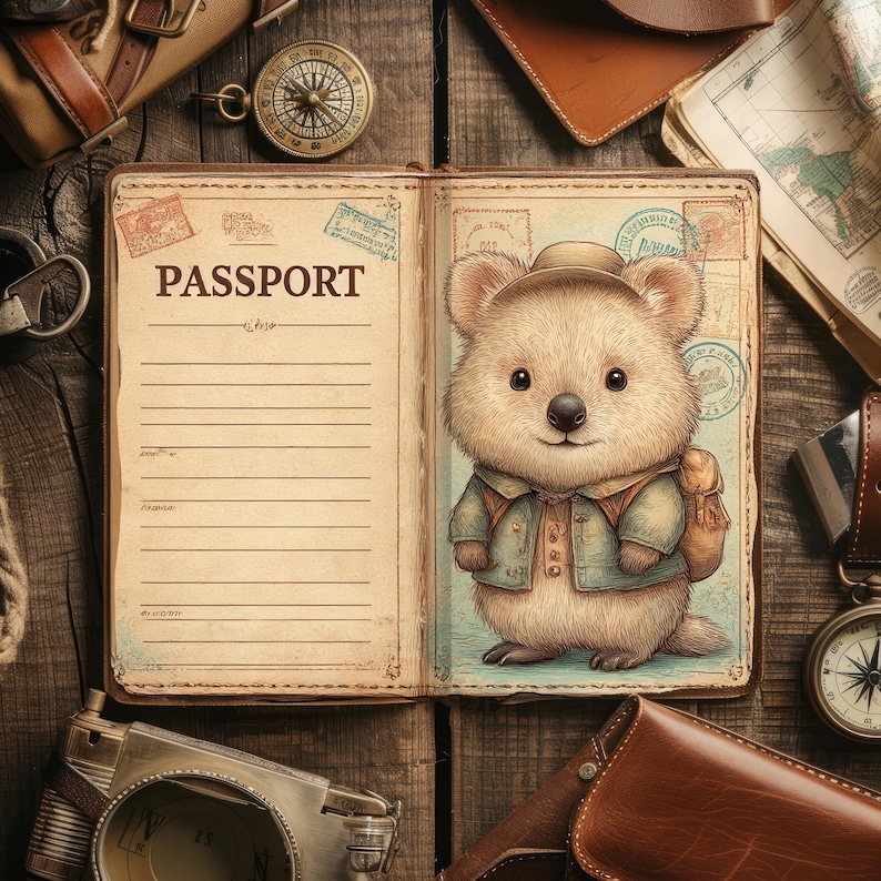 Junk Journal Passport Printable, Blue Wren Scrapbook, Possum Papercraft ...