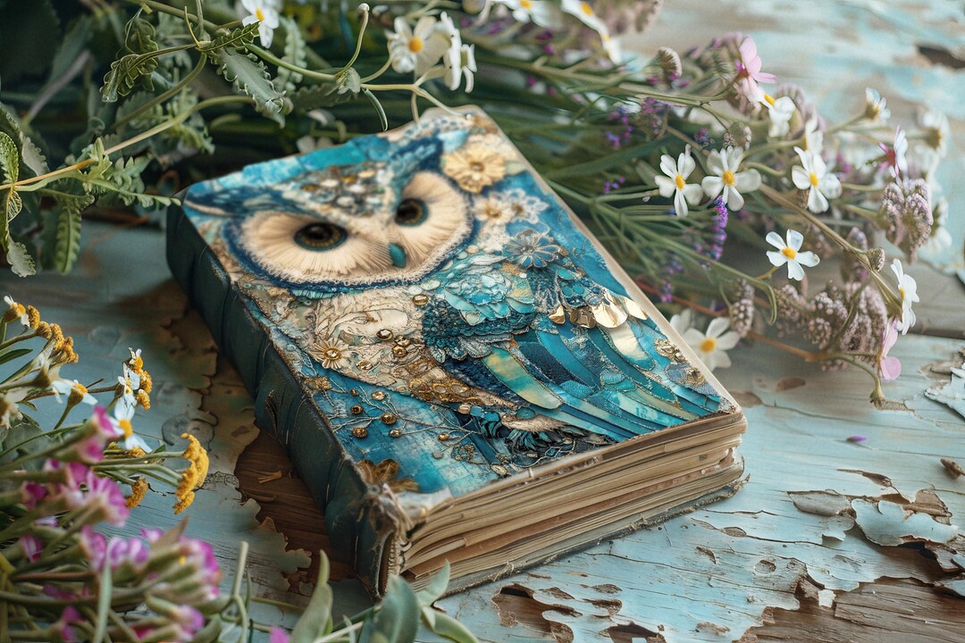 Owl Junk Journal Printable, Embroidered Digital Paper, Woodland ...