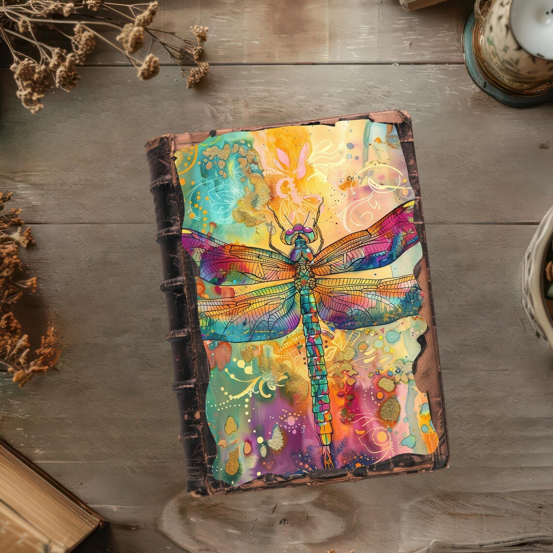 Dragonfly Junk Journal Printables, Colorful Scrapbook Pages, Paper ...