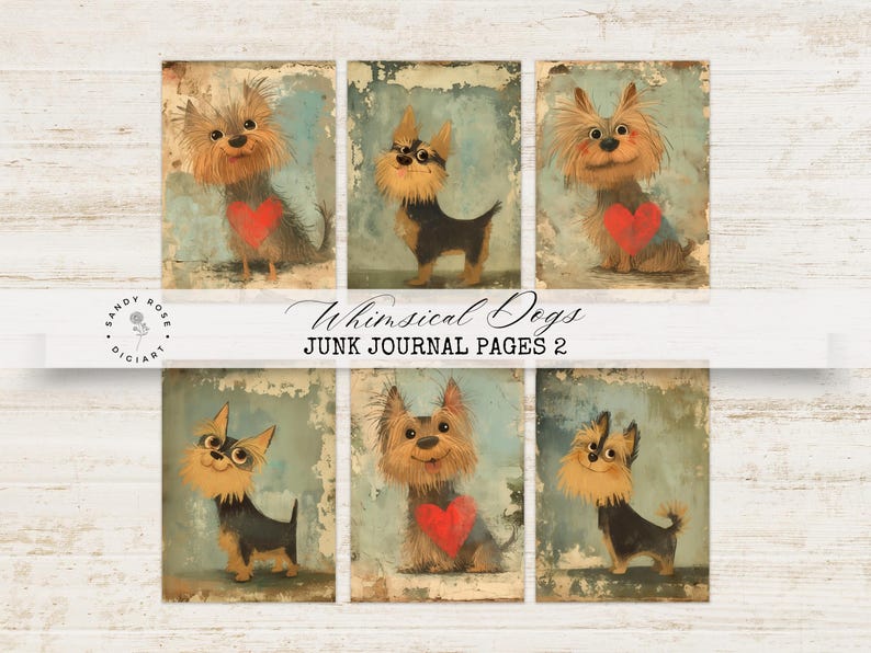Whimsical Dog Junk Journal, Terrier Scrapbook Pages, Printable Paper ...