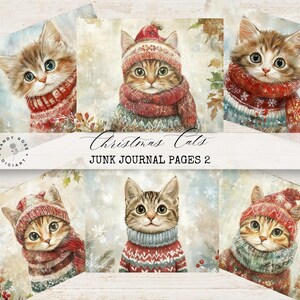 Junk Journal Christmas Cats Kittens, Festive Cat Scrapbook, Printable ...