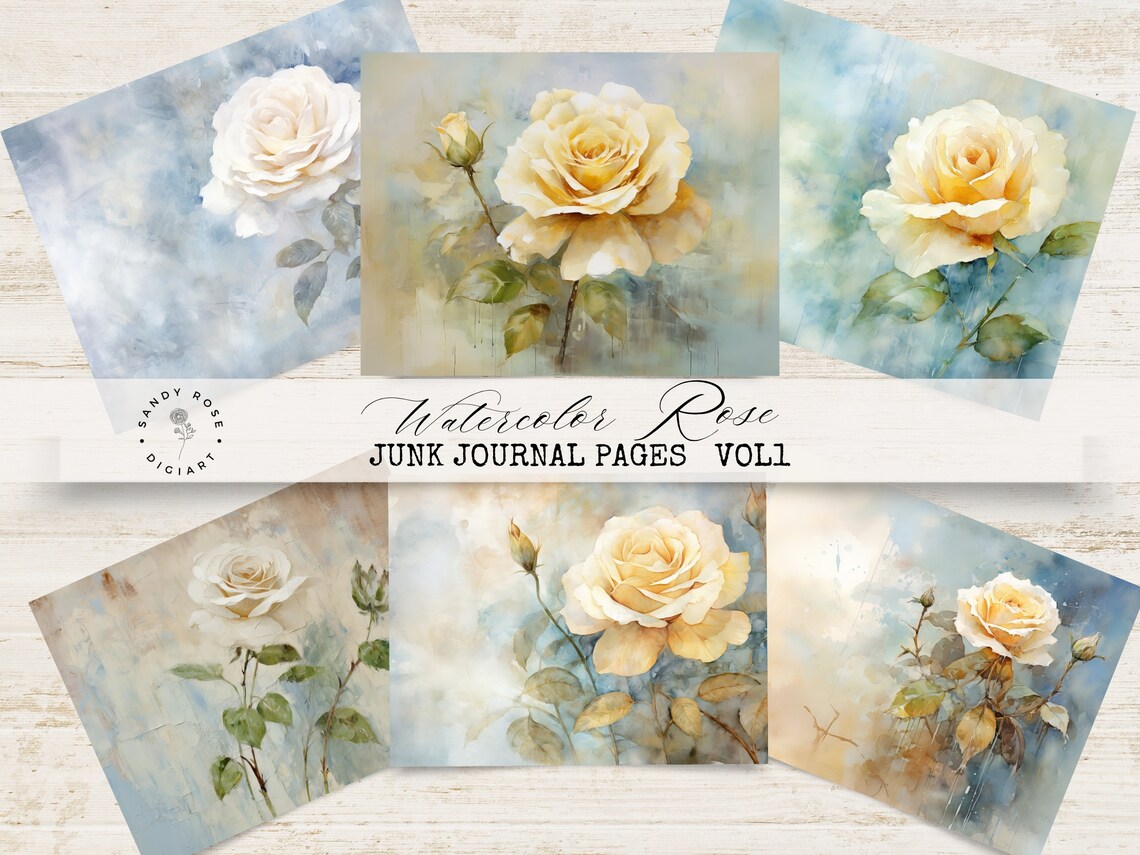 Yellow Rose Junk Journal, Vintage Scrapbook Papers, Rustic Journal ...