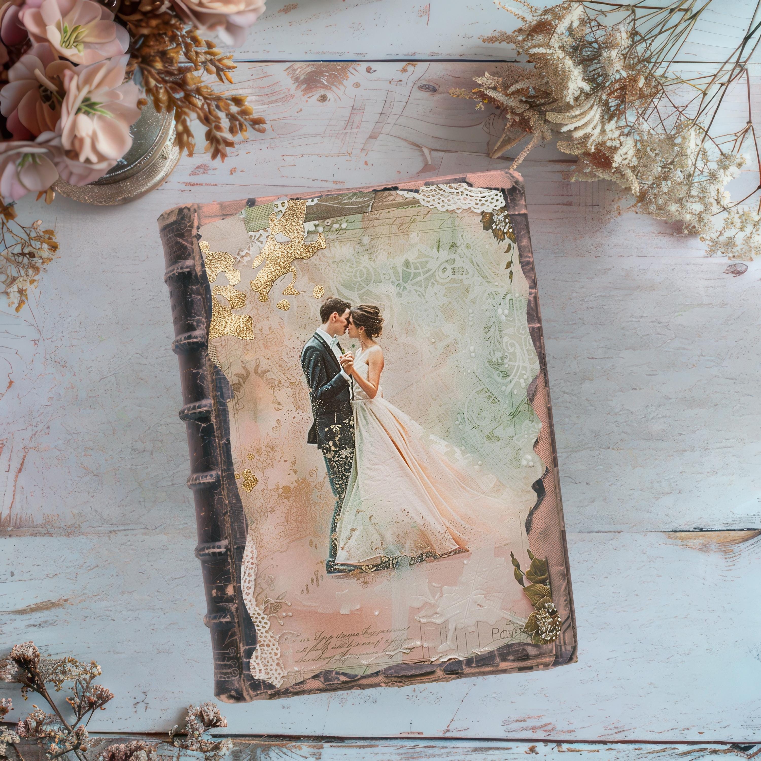 Whimsical Wedding Junk Journal, Blush Wedding Scrapbook Pages ...