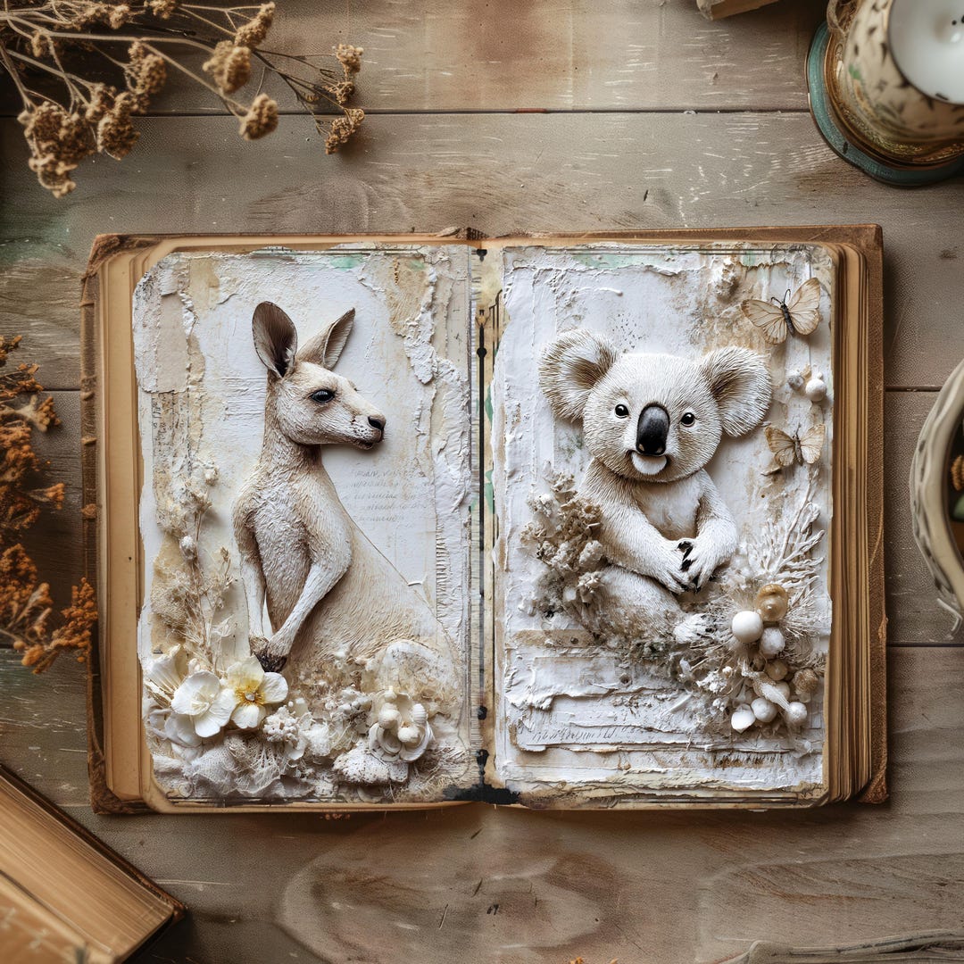 Kangaroo Junk Journal, Kookaburra Scrapbook Bundle, Koala Rustic ...