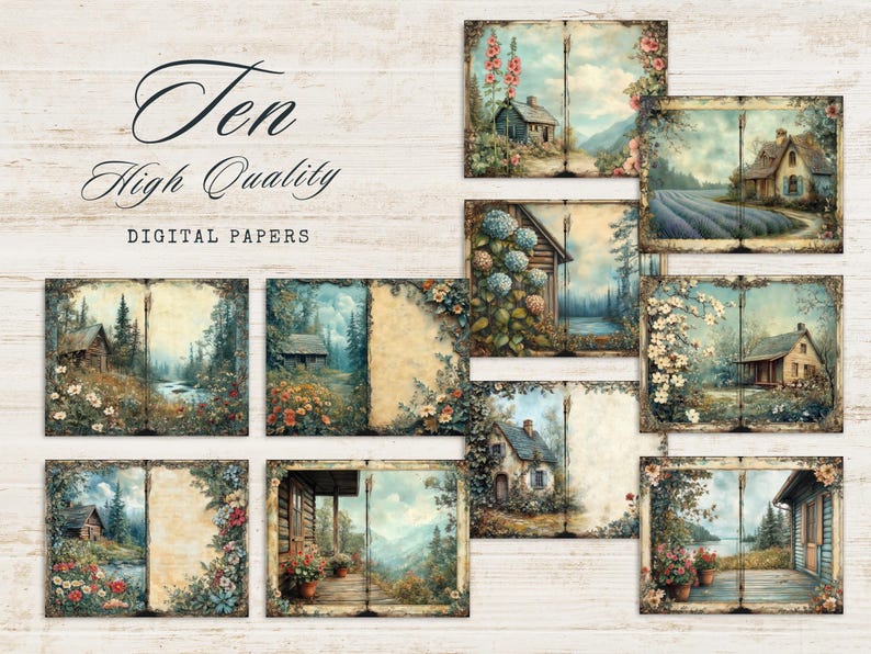 Floral Countryside Junk Journal, Cottage Digital Paper, Lavender ...